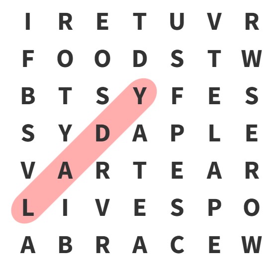 Word Search Puzzle - Find the word 'LADY' in 6 seconds!