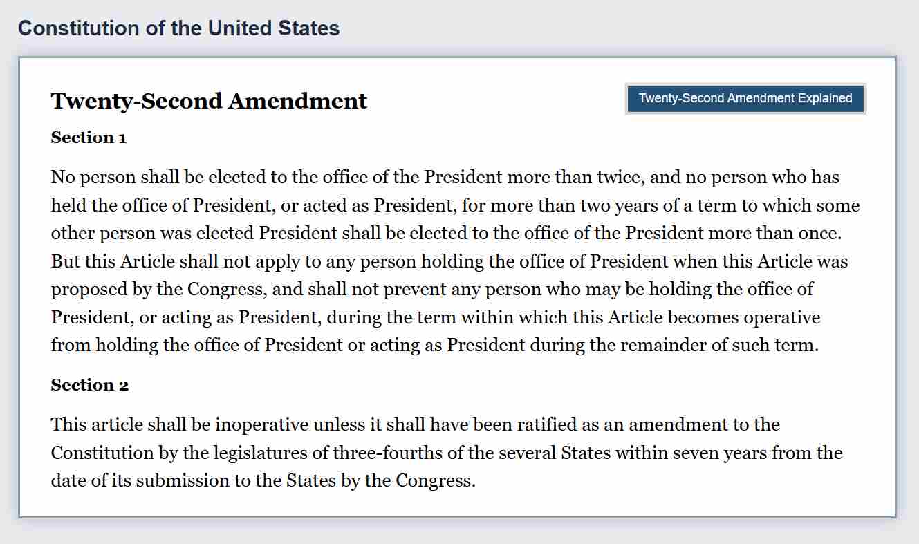 What is the 22nd Amendment of the US Constitution? Could Trump run for ...