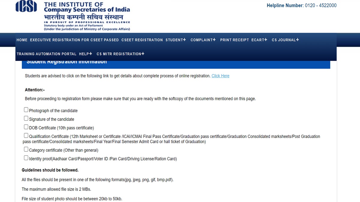 ICSI CS December 2024 Registration Without Late Fee Closes Today at ...