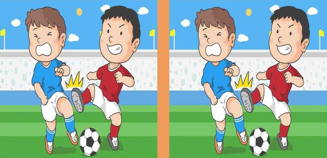 Spot 3 differences between football match pictures in 10 seconds!