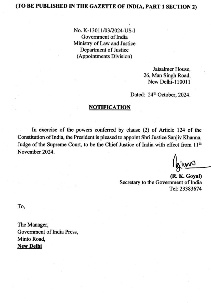 Who is Justice Sanjiv Khanna? The Next CJI to be appointed on November ...