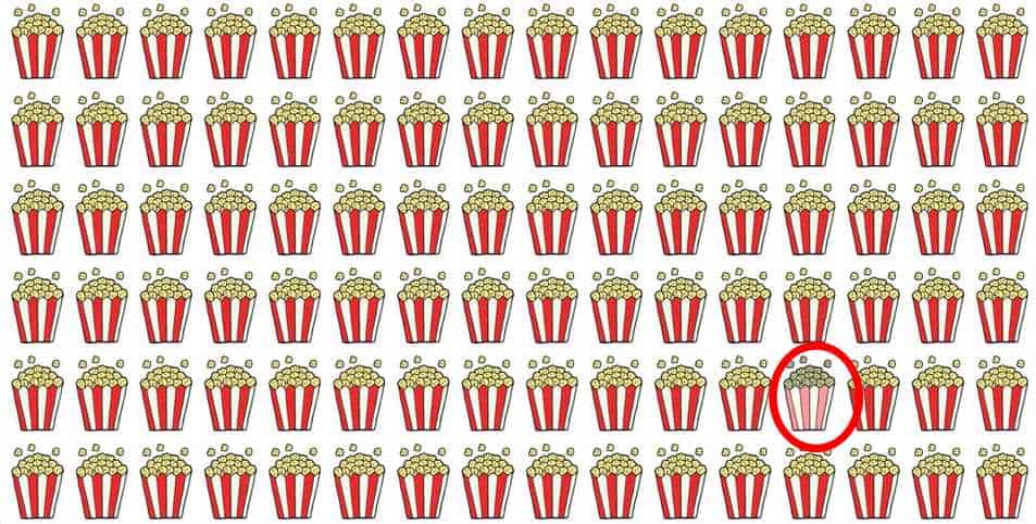 Find the odd popcorn bucket in the picture in 3 seconds!