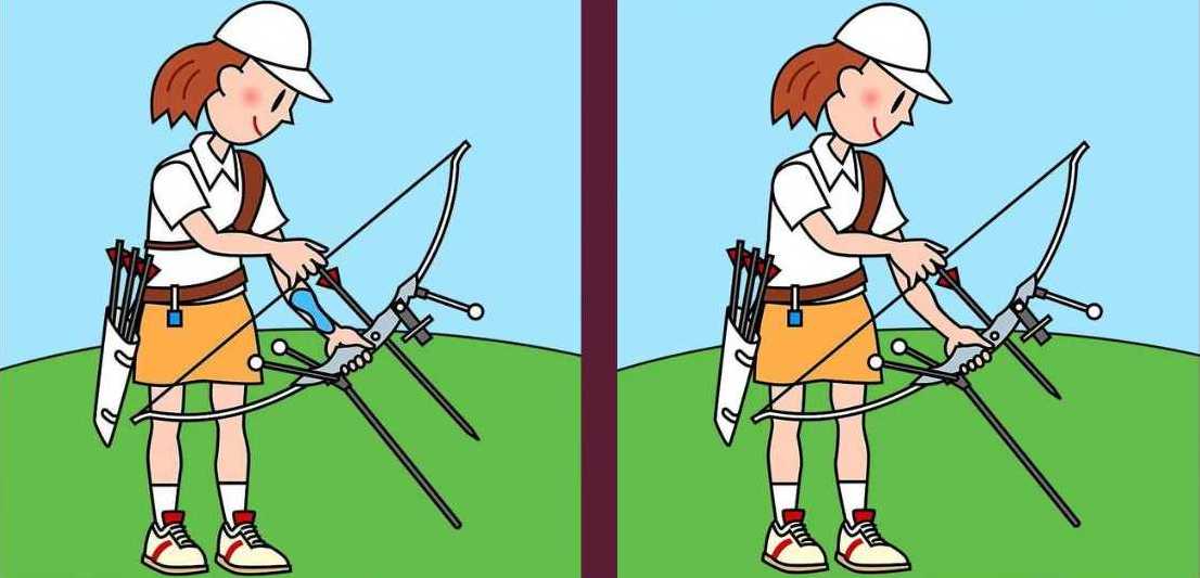 Spot 3 differences between the lady archer pictures in 16 seconds!