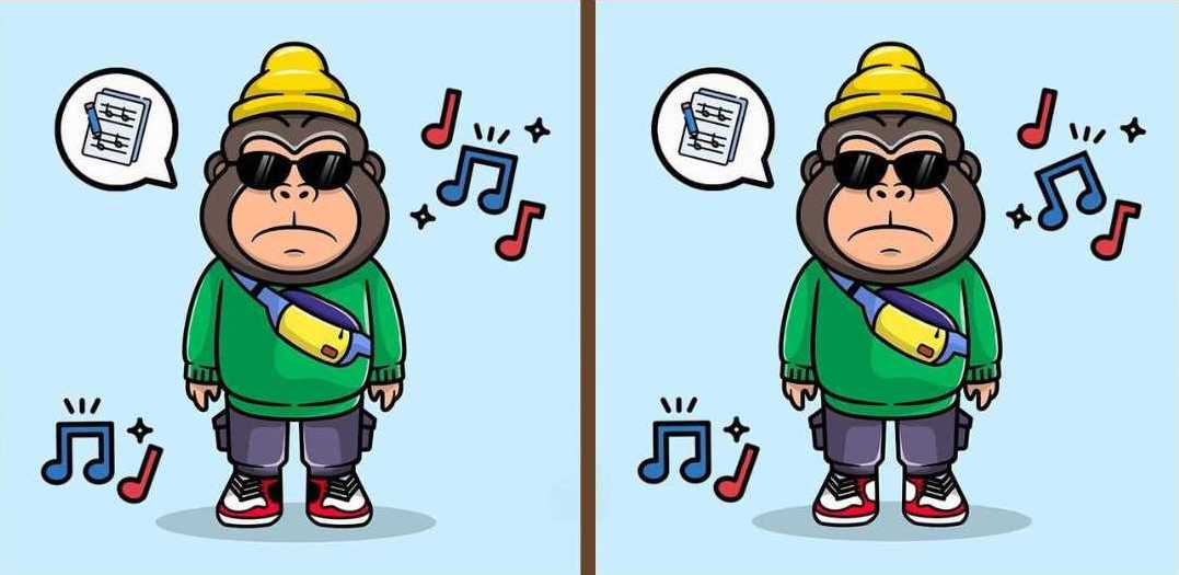 Spot 3 differences between the gorilla pictures in 15 seconds!