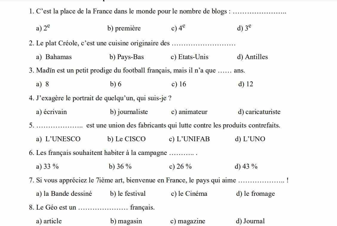 2nd PUC Karnataka Class 12 French Model Test Paper 2025: Download PDF ...