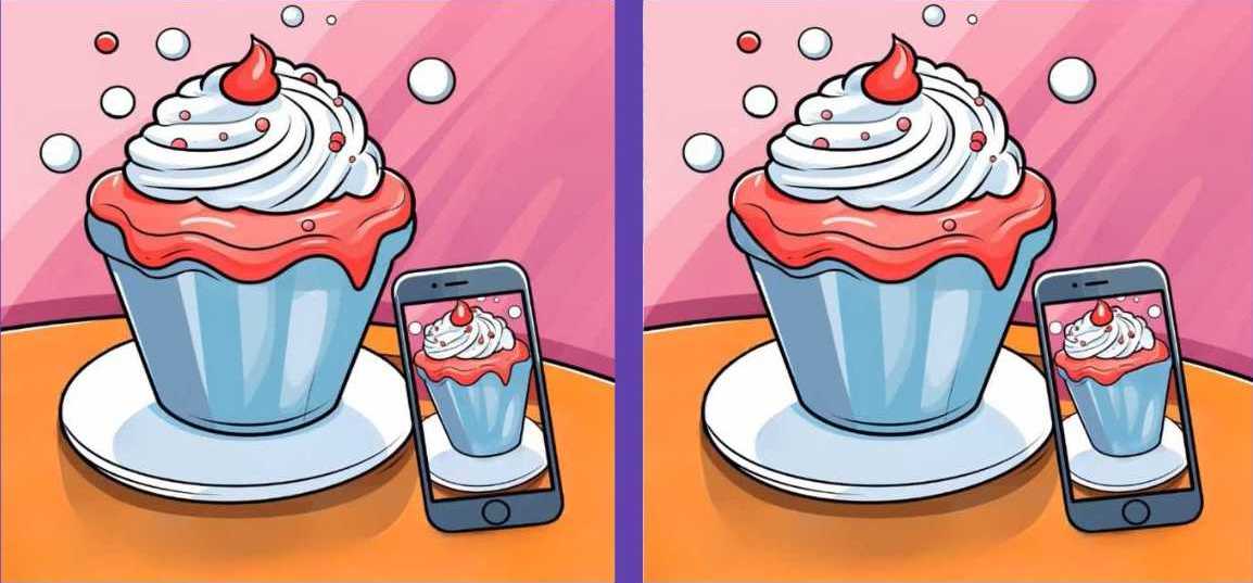 Spot 3 differences between the cupcake pictures in 19 seconds!