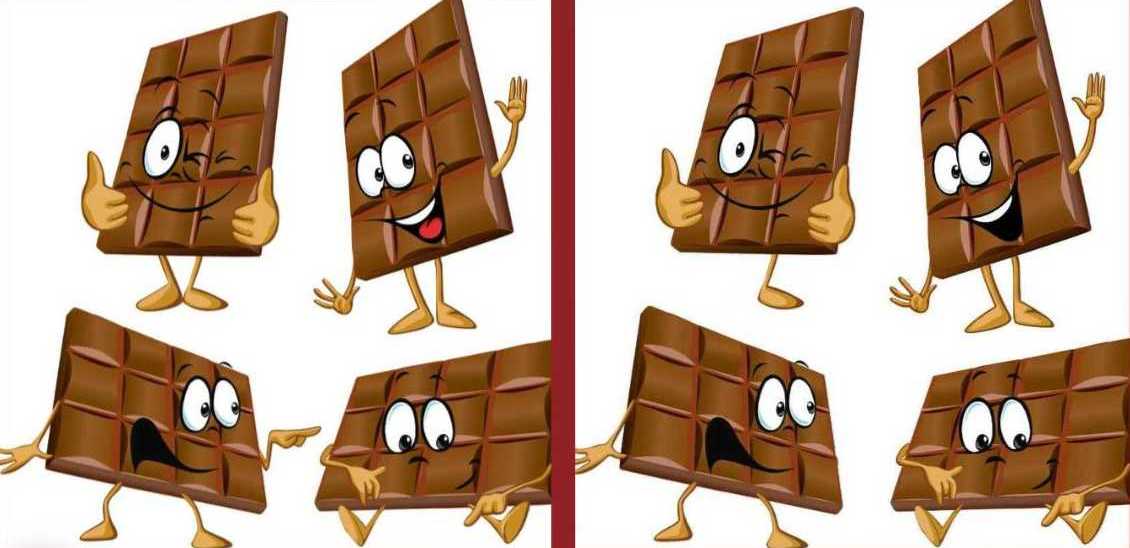 Spot 3 differences between the chocolate bar pictures in 10 seconds!
