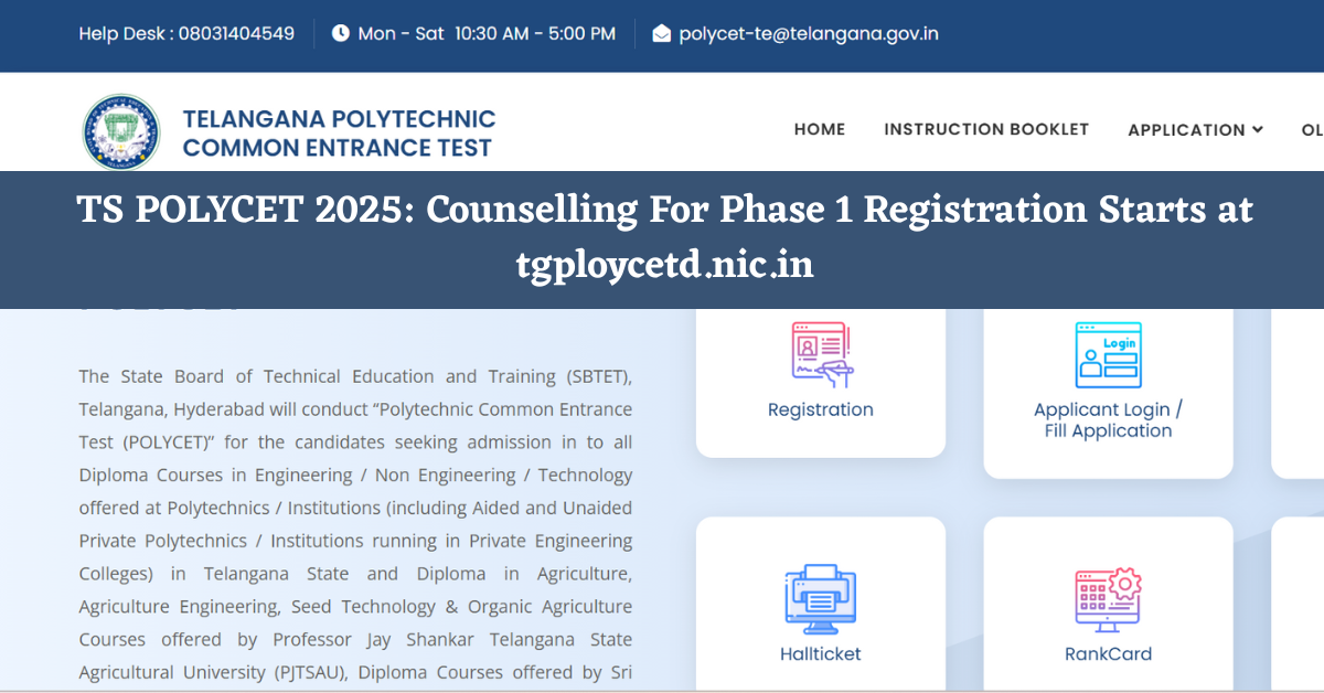 TS POLYCET 2025: Counselling For Phase 1 Registration Starts Today at ...