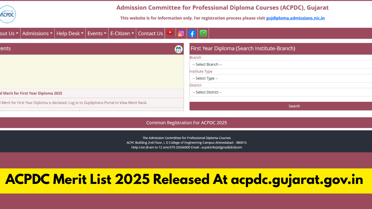 ACPDC Merit List 2025 Released: Download Provisional List for First ...