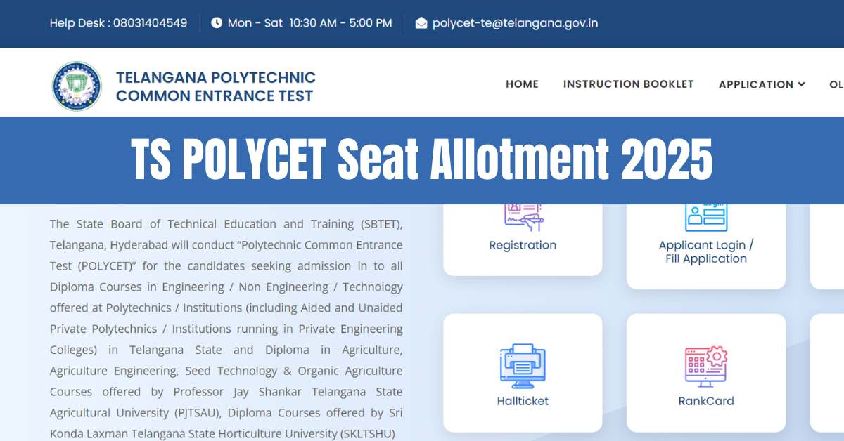 TS POLYCET 2025: Seat Allotment Results Expected Today at Official ...