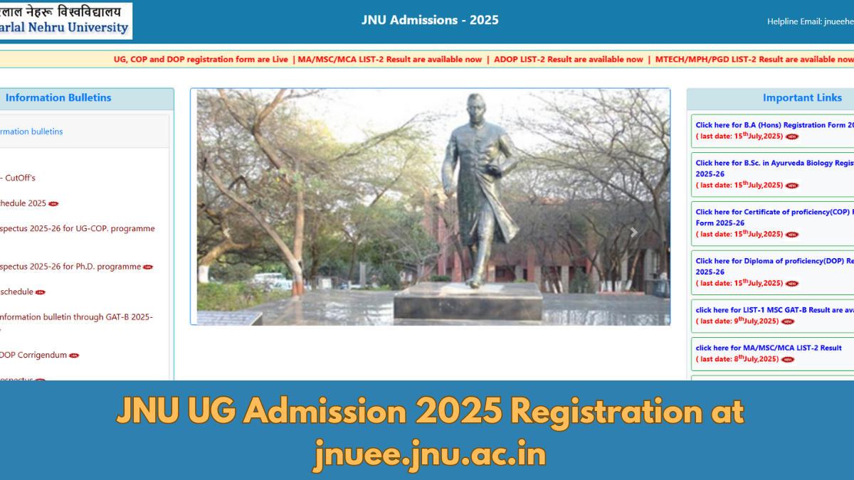 JNU UG Admission 2025 Registration Start at jnuee.jnu.ac.in, Details ...