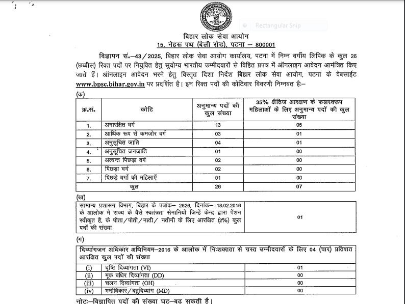 BPSC Lower Division Clerk 2025: मौका! बीपीएससी लोअर डिवीजन क्लर्क के पद पर भर्ती, यहां जानें ...