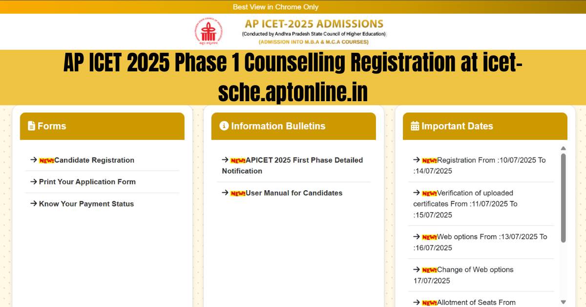 AP ICET 2025 Phase 1 Counselling Registration Start at icet-sche ...