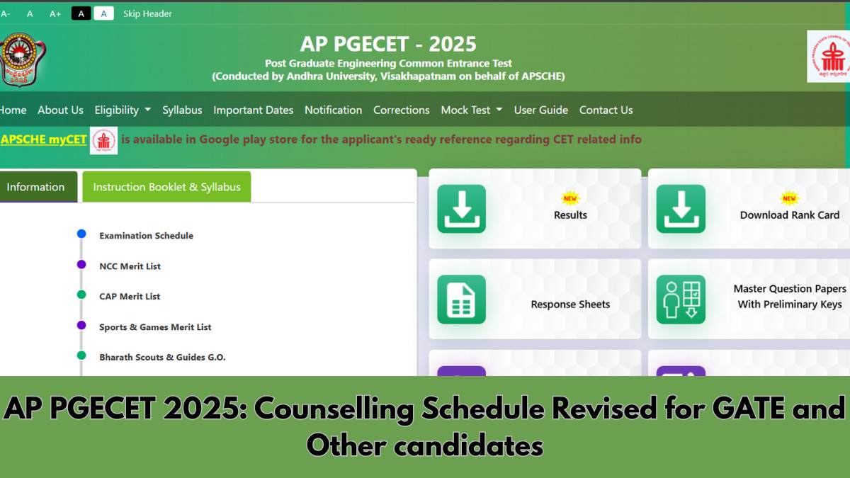 AP PGECET 2025: Counselling Schedule Revised for GATE and Other ...