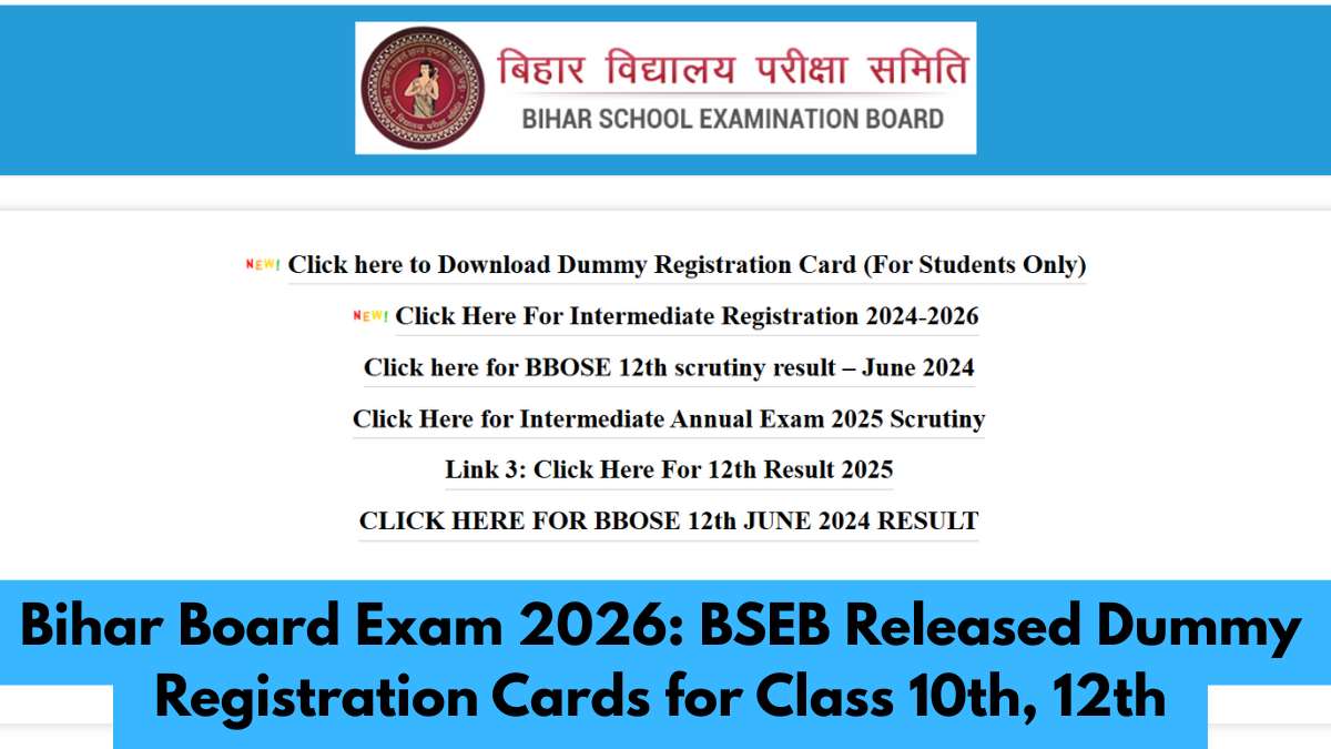 Bihar Board Exam 2026: BSEB Released Dummy Registration Cards for Class ...
