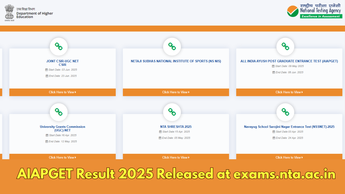 AIAPGET Result 2025 Released at exams.nta.ac.in, Check Steps to ...