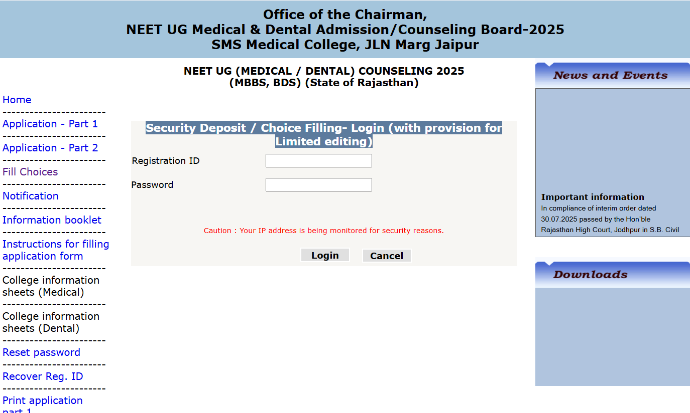 Rajasthan NEET 2025: UG Choice Filling Form Begin at rajugneet2025.com ...