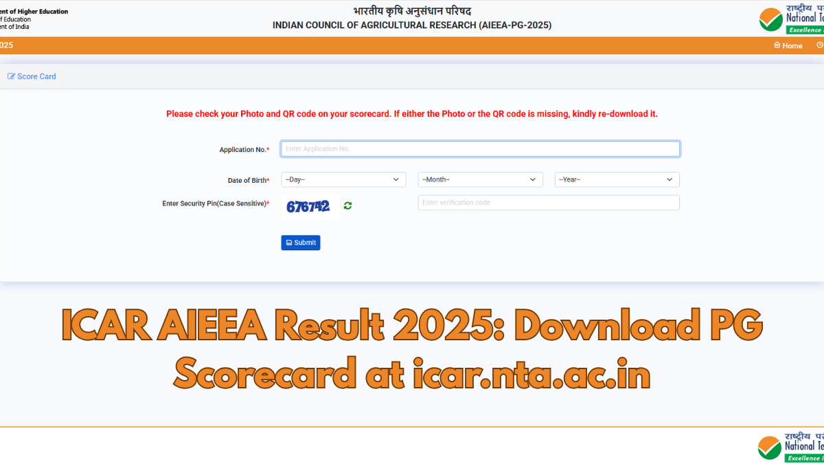 ICAR AIEEA Result 2025: Download PG Scorecard at icar.nta.ac.in; Steps ...