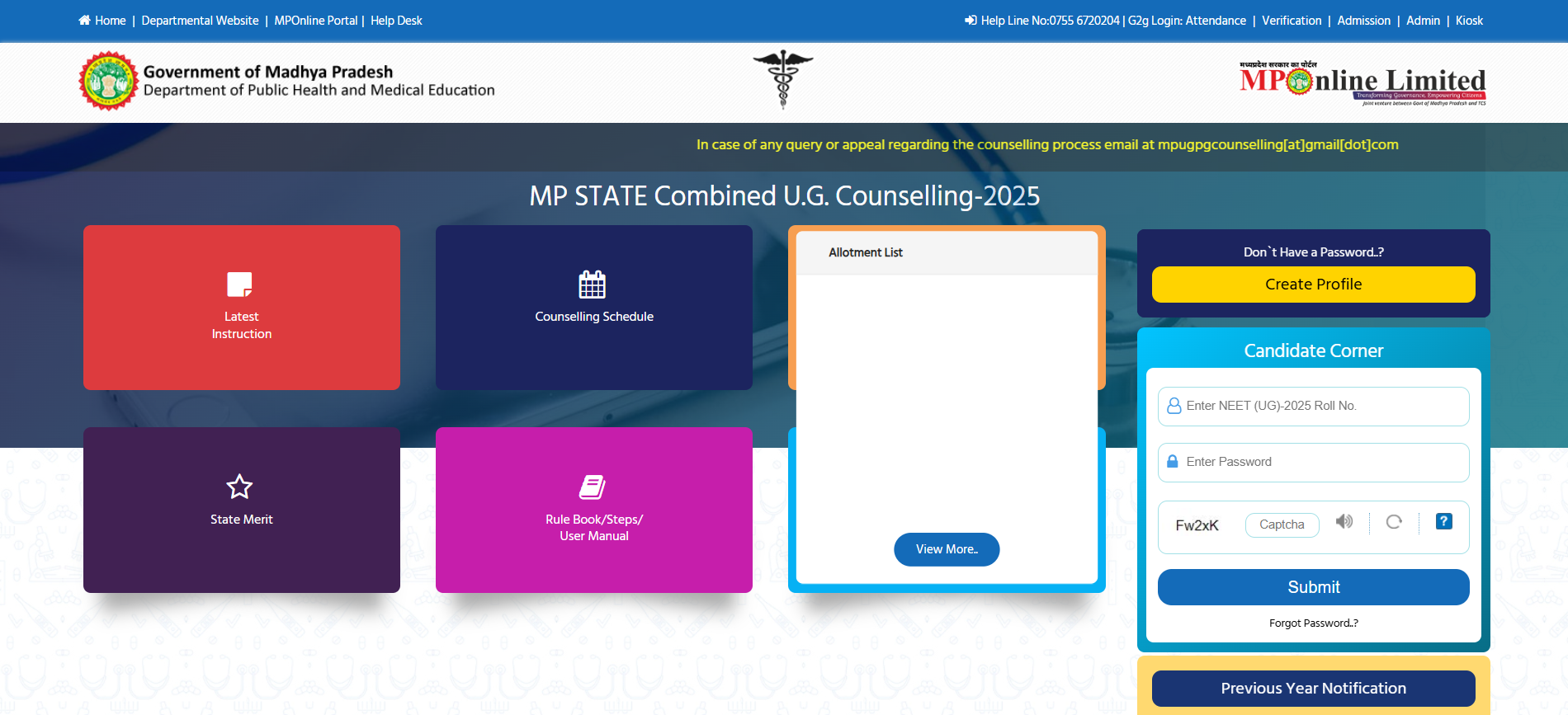 DME MP NEET Counselling 2025: UG Round 1 Allotment Result Out at dme ...