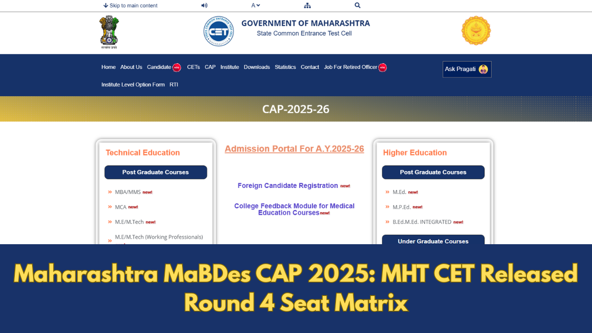 Maharashtra MaBDes CAP 2025: MHT CET Released Round 4 Seat Matrix ...