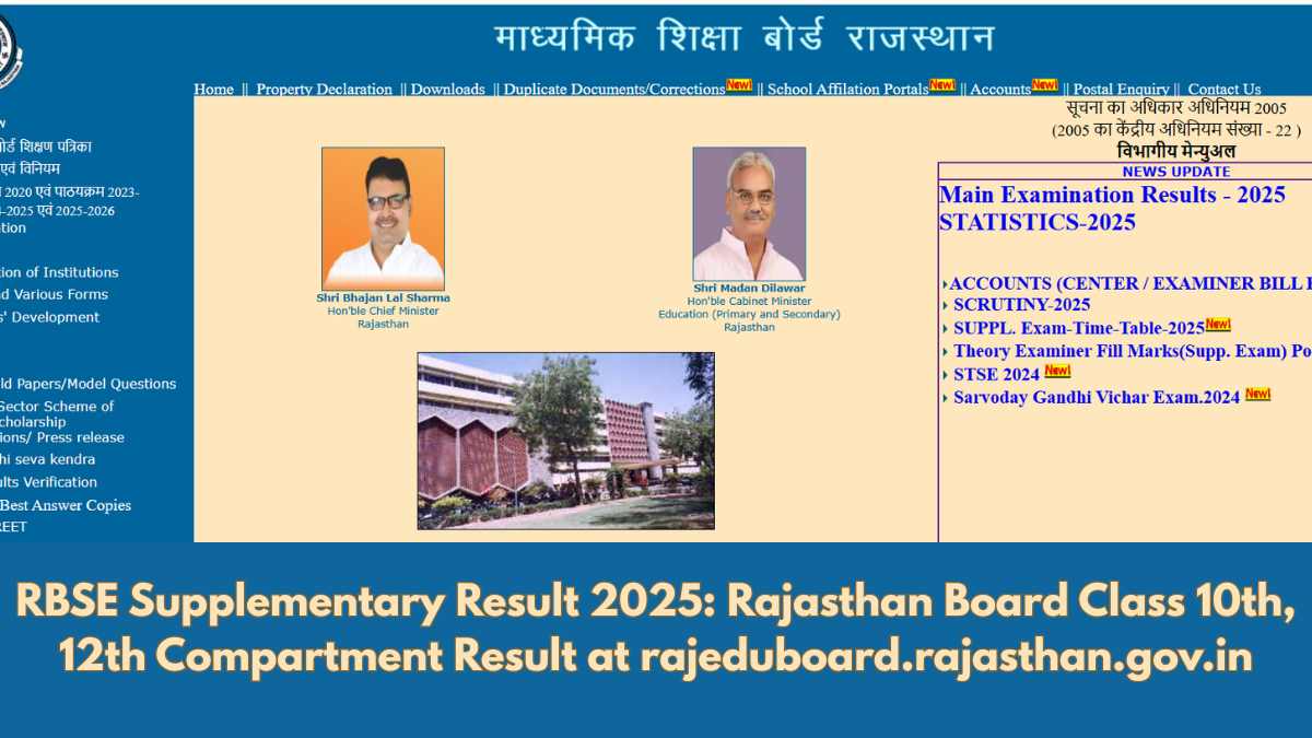 RBSE Supplementary Result 2025: Rajasthan Board Class 10th, 12th ...