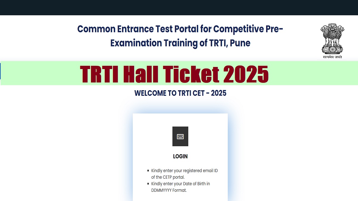 TRTI CET Hall Ticket 2025 Released at trti.cbtexam.in, Download Exam ...