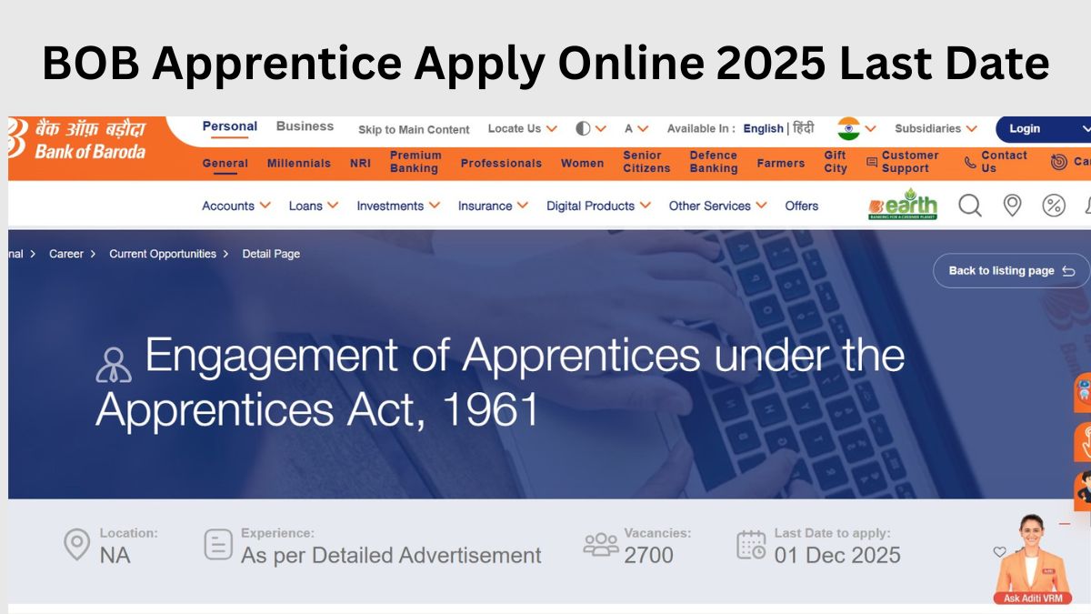 Bank of Baroda Apprentice Recruitment 2025: Last Date to Apply for 2700 ...