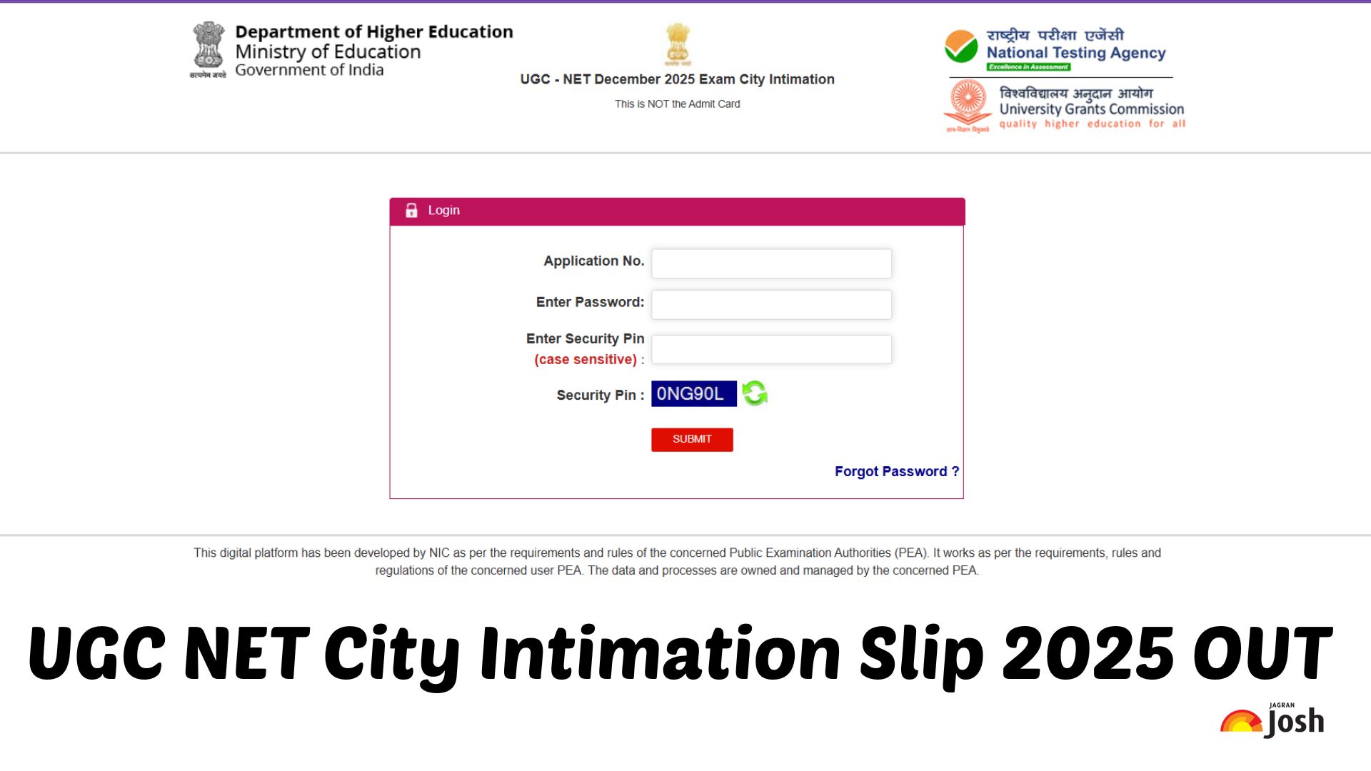 UGC NET City Slip 2025 Link: यूजीसी नेट दिसंबर एग्जाम इंटिमेशन स्लिप ...
