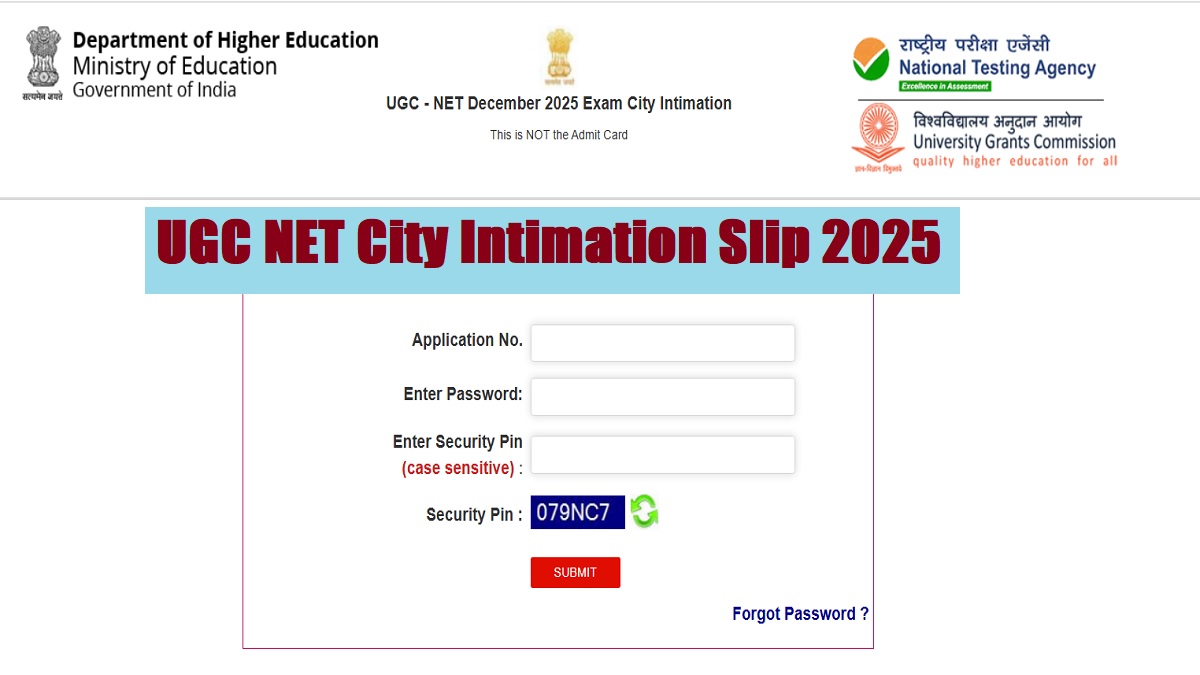 NTA UGC NET June 2025 City Intimation Slip Released at ugcnet.nta.nic ...