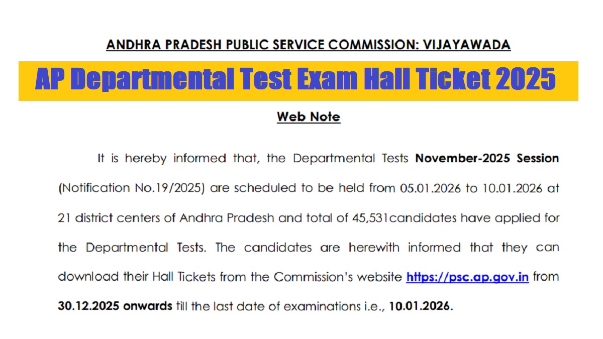 AP Departmental Test Exam Date 2025 Out: Exams from Jan 5–10, Admit ...