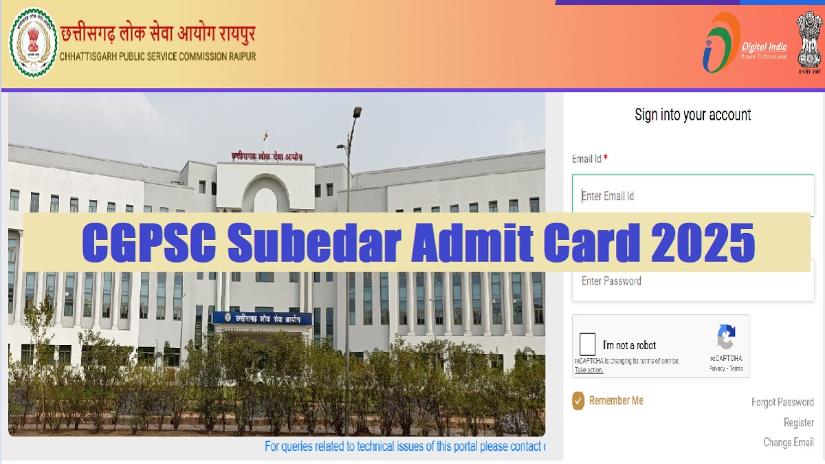 CGPSC Subedar Admit Card 2025 OUT: Download PET Hall Ticket Now at psc ...
