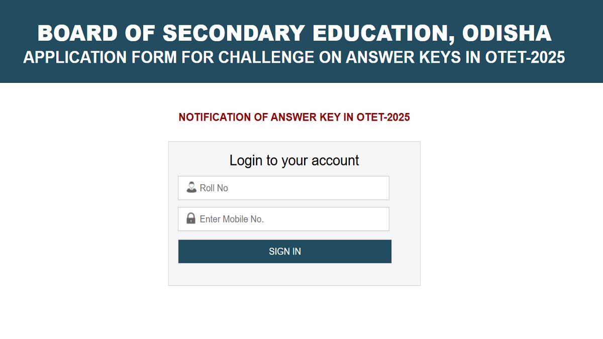 OTET Answer Key 2025 Objection Link Active Now at bseodisha.nic.in ...