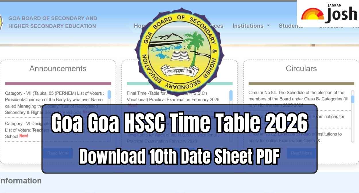 Goa HSSC Time Table 2026: Download GBSHSE Board 12th Date Sheet PDF
