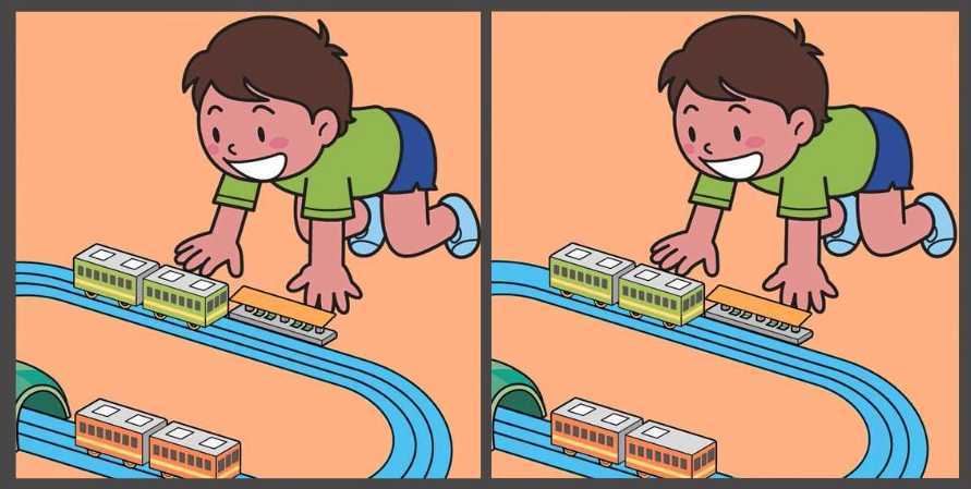 Can you spot three differences between the boy playing with the toy ...