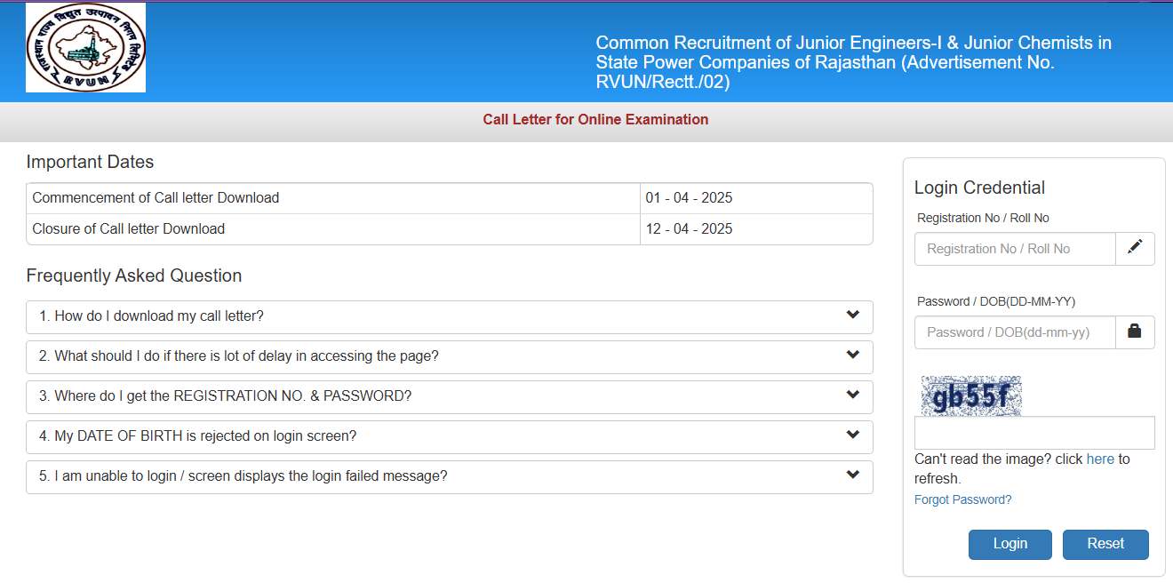 RVUNL JE Admit Card 2025 OUT: energy.rajasthan.gov.in से डाउनलोड करें ...