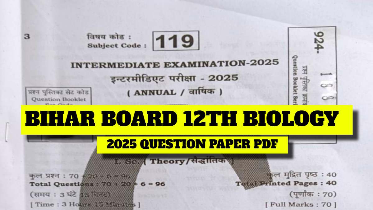 BSEB Class 12 Biology Question Paper 2025: Download PDF