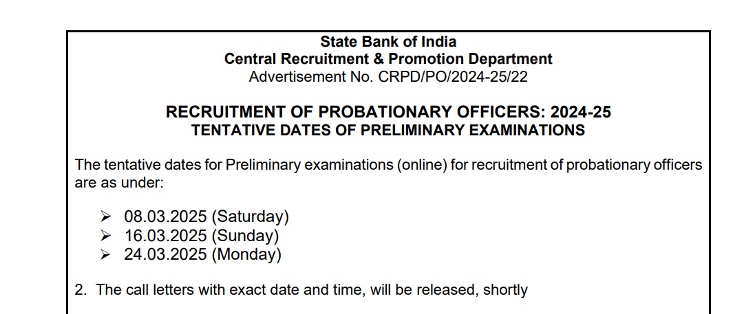 Revised SBI PO Exam Date 2025 Out: Check New Prelims Exam Schedule ...