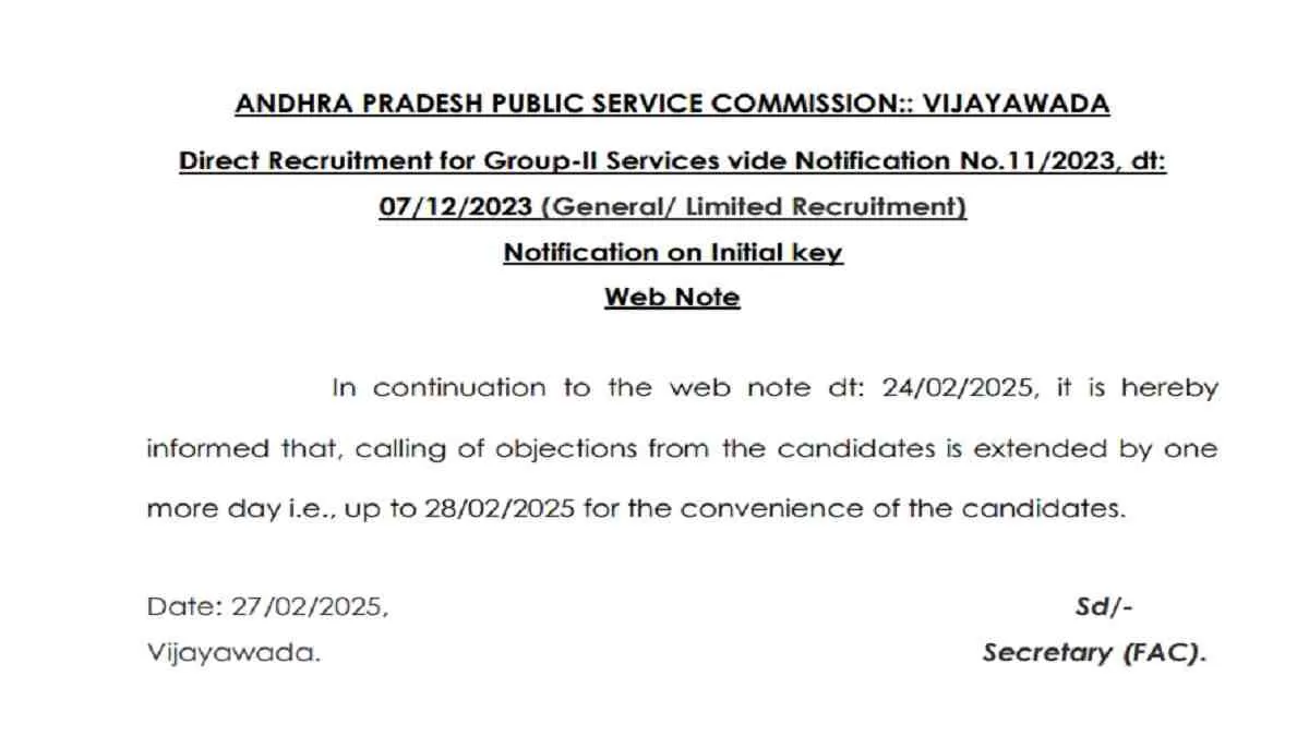 Appsc Group 2 Answer Key 2025 Date Extended Now Raise Objection Till