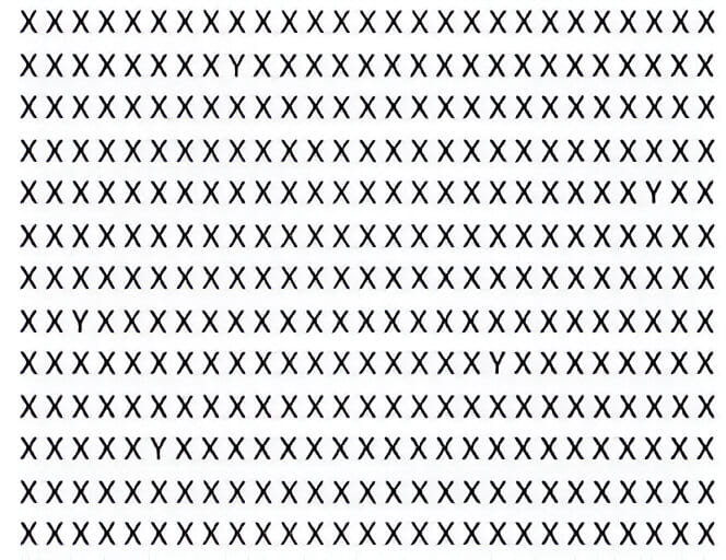 You have 20/20 vision if you can spot five Y’s in 7 seconds!
