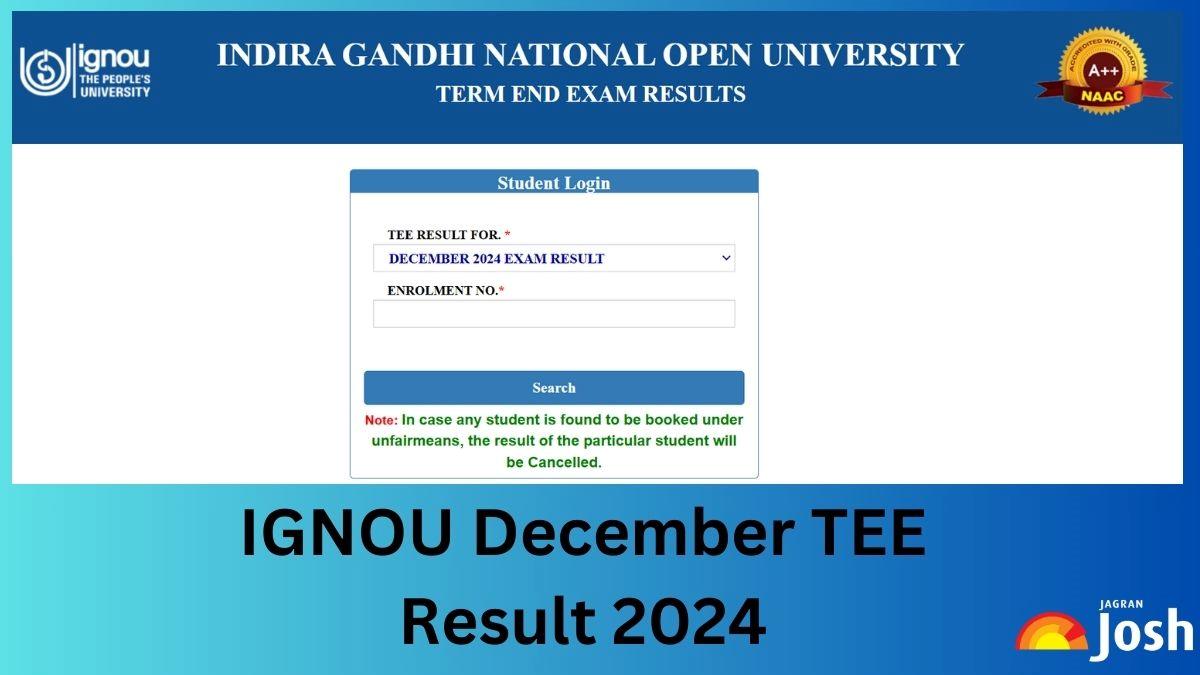 IGNOU December TEE Result 2024 OUT at ignou.ac.in; Direct Link to ... IGNOU December TEE Result 2024 OUT at ignou.ac.in; Direct Link to ...