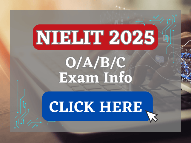 NIELIT 2025 (O,A,B,C) Exam Dates for January Announced at nielit.gov.in ... NIELIT 2025 (O,A,B,C) Exam Dates for January Announced at nielit.gov.in ...