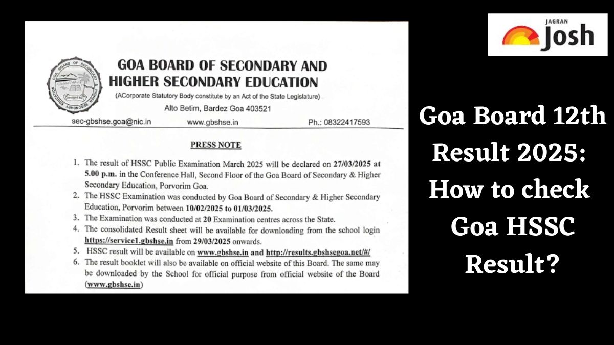 Goa Board 12th Result 2025(OUT): How to Check HSSC Result via Online ...