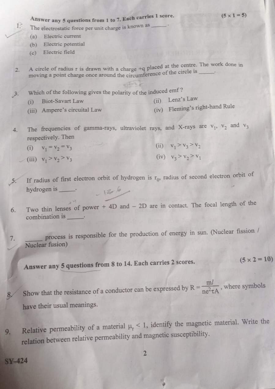 Kerala Board +2 Physics Exam 2025: Check Paper Analysis, Question Paper ...