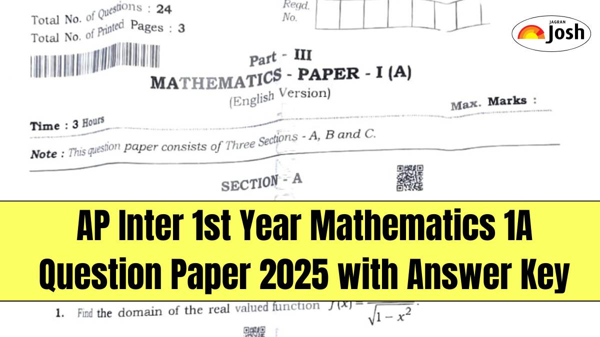 AP Inter 1st Year Maths 1A Question Paper 2025 with Answer Key, Download PDF