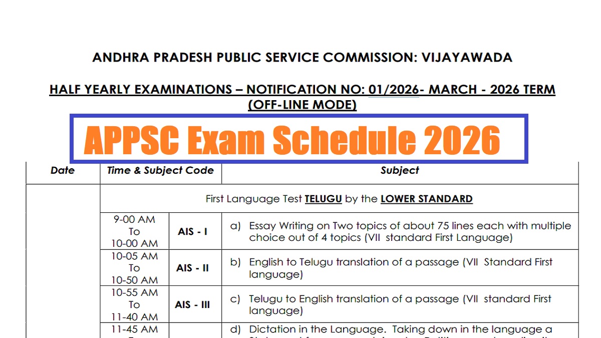 APPSC Exam Schedule 2026 OUT: Download Tier 1 Hall Ticket Now at psc.ap ...