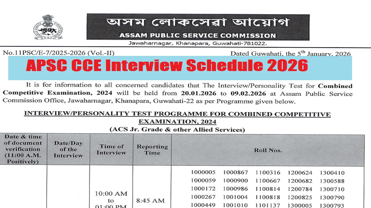 APSC CCE Recruitment 2025: Interview Schedule Released at apsc.nic.in ...