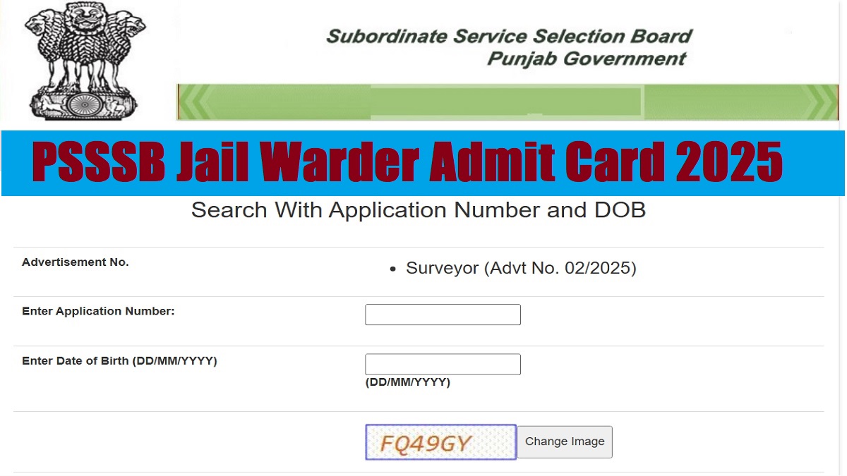 PSSSB Jail Warder Admit Card 2025 at sssb.punjab.gov.in soon, Download ...