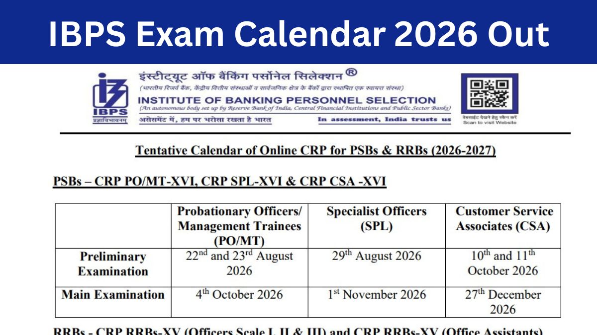 IBPS Calendar 2026-27 OUT: Check PO, Clerk, SO & RRB Exam Dates ...