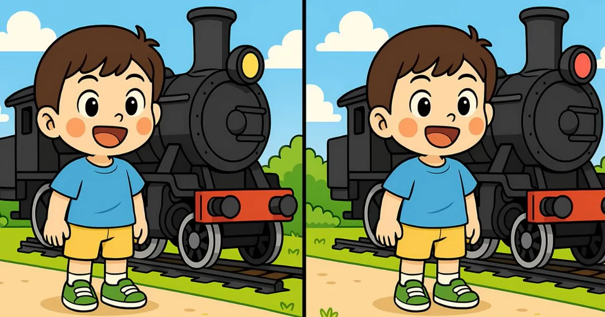 Spot 3 Differences in Boy Standing Beside Train Engine- Can You Find ...