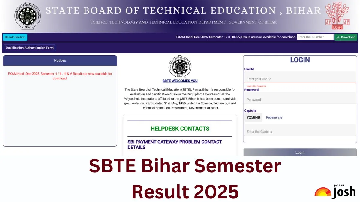 SBTE Bihar Result OUT For December 2025 at sbte.bihar.gov.in; Download ...